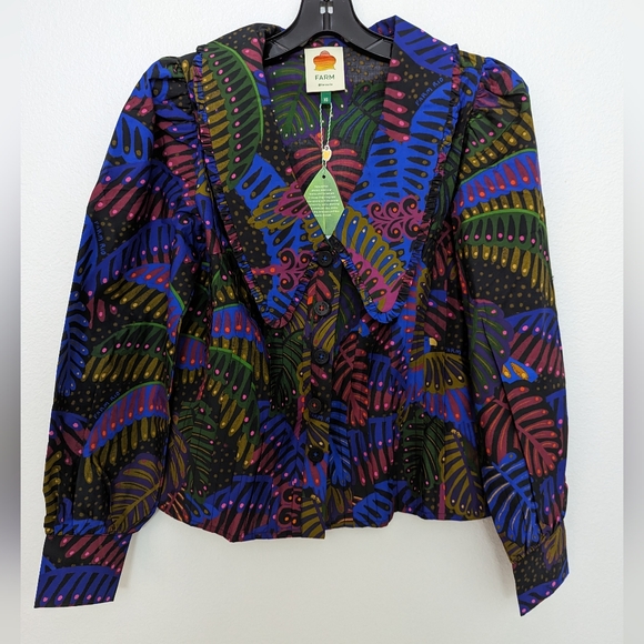 FARM Rio | Tops | Farm Rio Midnight Collared Blouse | Poshmark